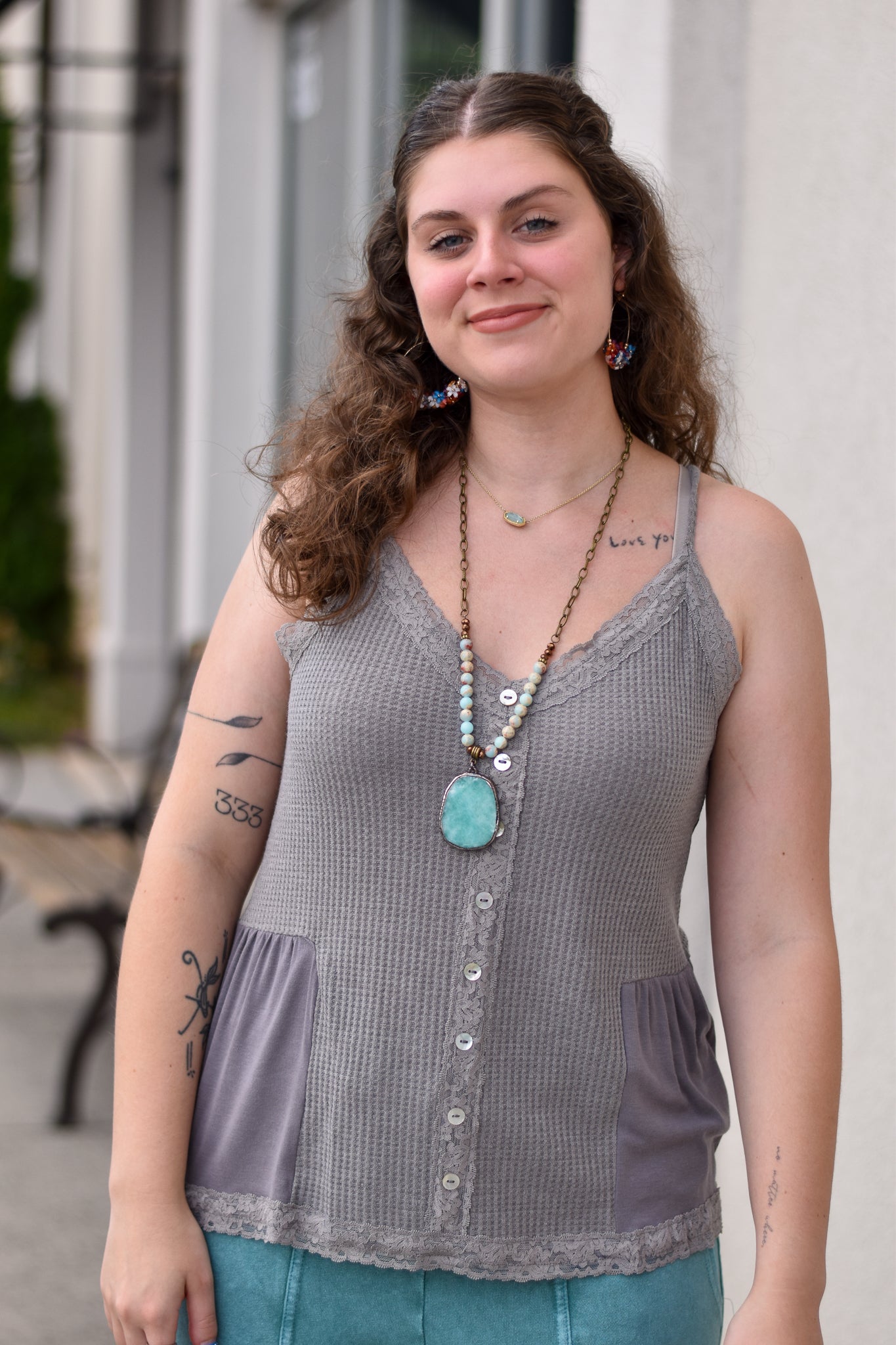 Boho Thermal Cami Knit Top – Blue Hydrangea Boutique